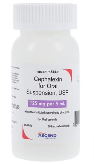 Cephalexin Suspension 125mg/5mL 100mL Bottle