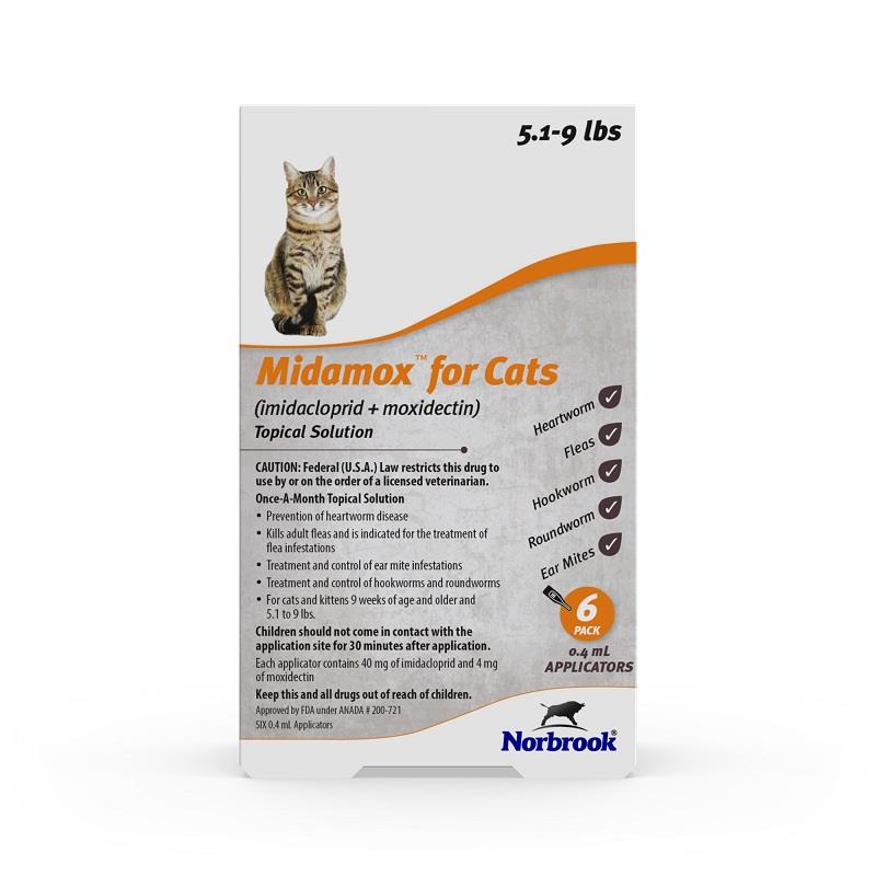 Midamox Topical Solution for Cats 5.1-9 lbs 6 Month
