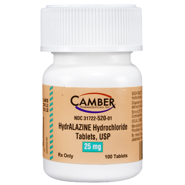 Hydralazine HCl 25mg 100 Tablets