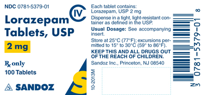 Lorazepam 2mg PER TABLET